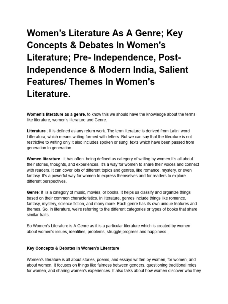 Key Themes in Women's Literature | PDF | Genre | Woman