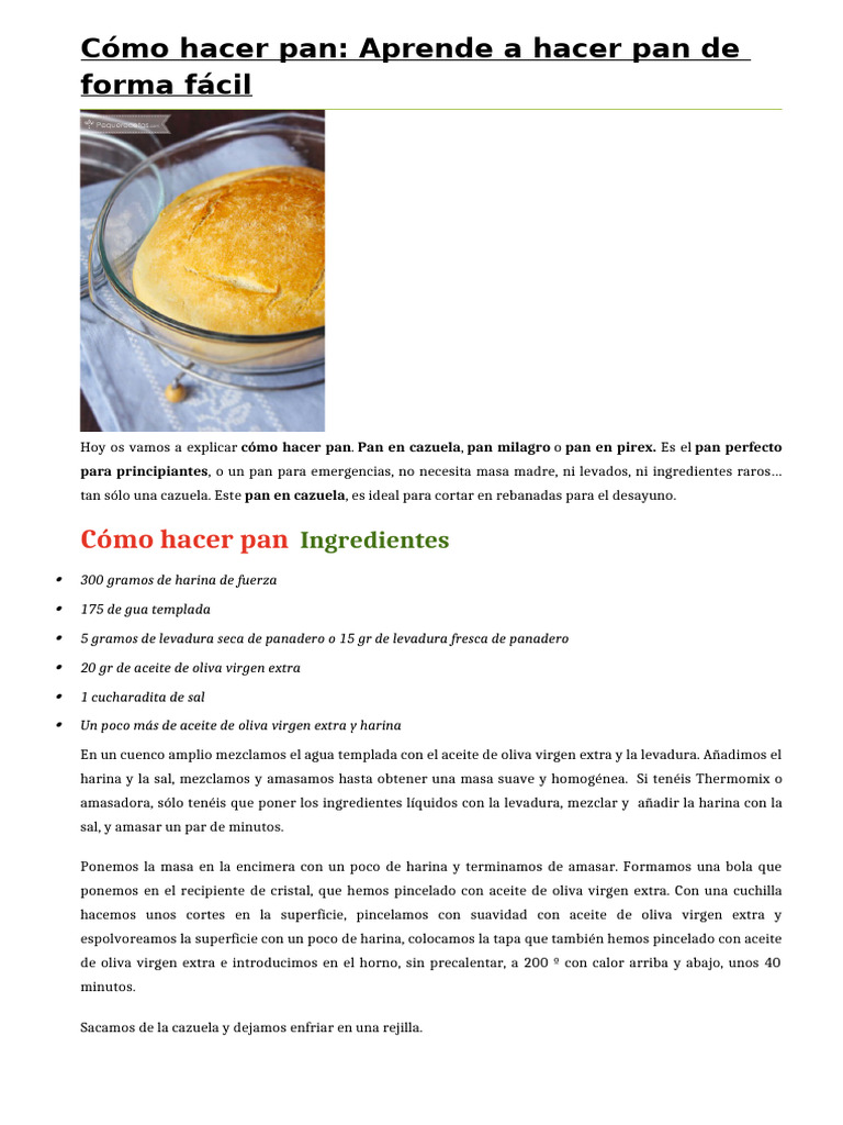 Cómo Hacer Pan | PDF | Panes | Levadura