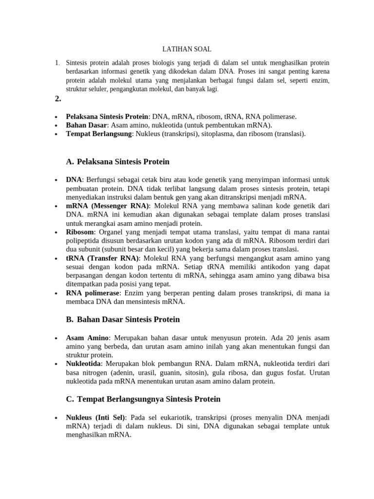 Proses Sintesis Protein dalam Sel | PDF