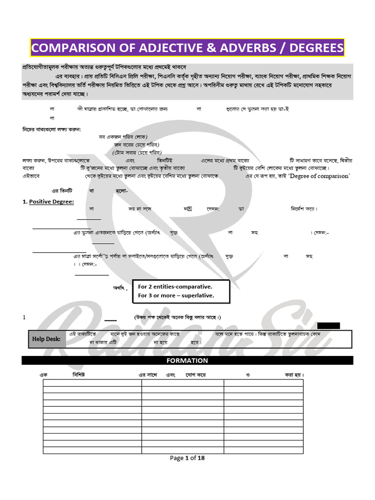 Lec-5 (Part 3) Comparison of Adjective, Adverb - Degree | PDF | Grammar ...