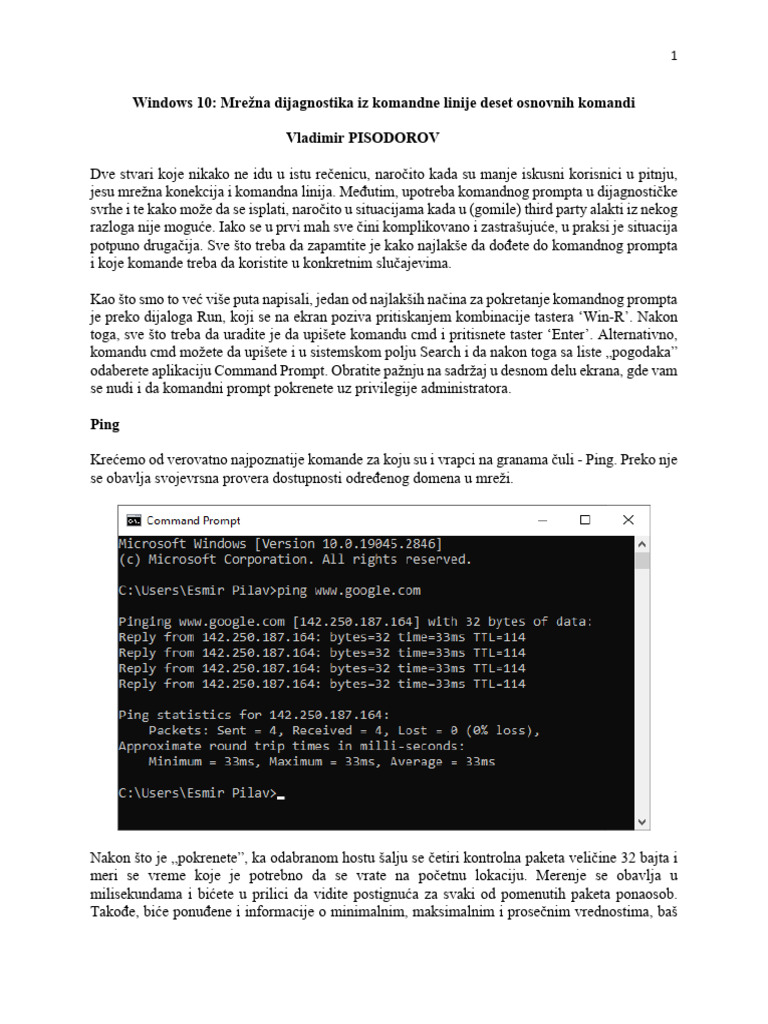 Windows 10 - Komandne Naredbe Za Mreze | PDF