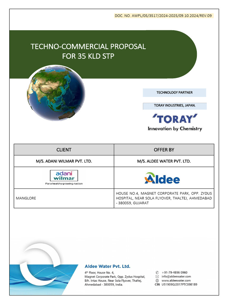 Techno-Commercial Proposal for STP | PDF | Membrane | Water