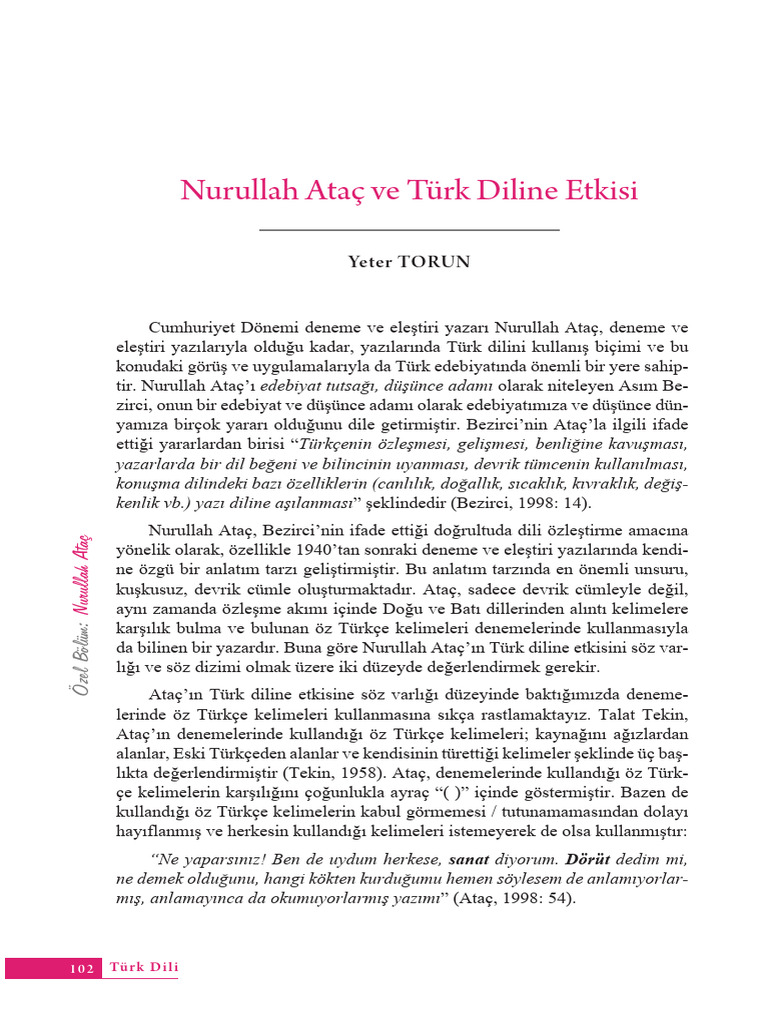 Nurullah Ataç Keli̇meleri̇ | PDF