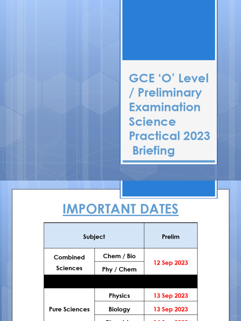 O' Level Science Practical Briefing 2023 | PDF