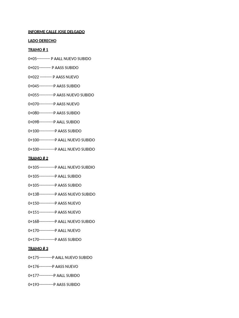 Informe Calle Jose Delgado P Aass Aall | PDF
