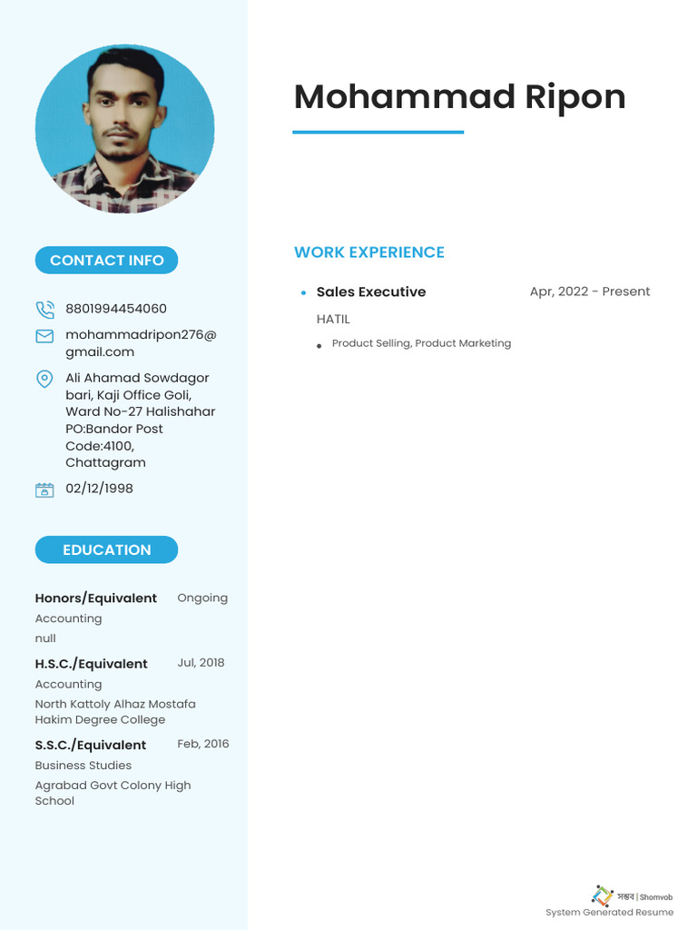 Created CV Mohammad Ripon | PDF