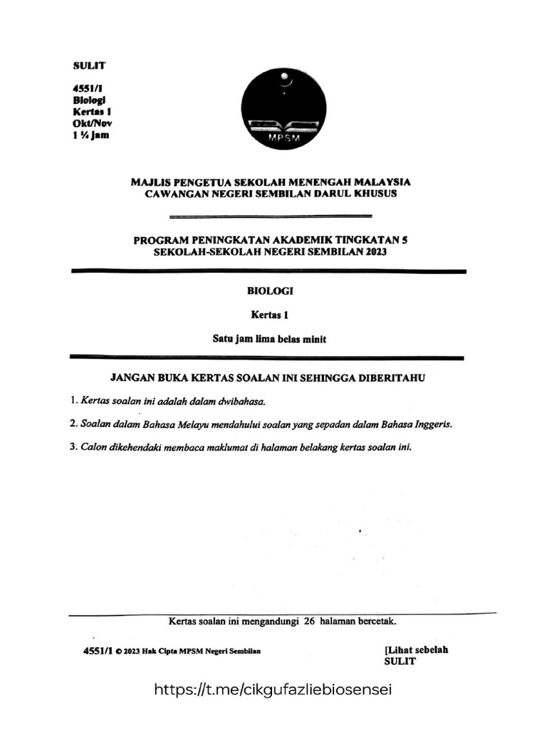 Bio K1 Trial N9 2023 | PDF