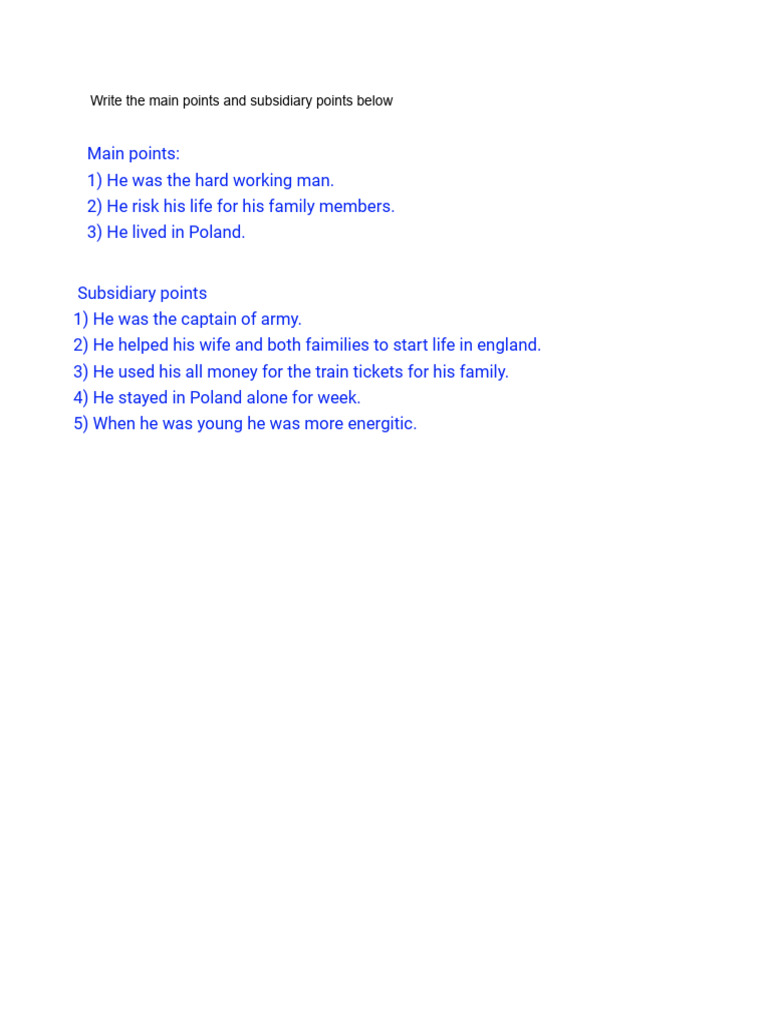 Kami Export - Abdus Sami - Write The Main Points and Subsidiary Points ...