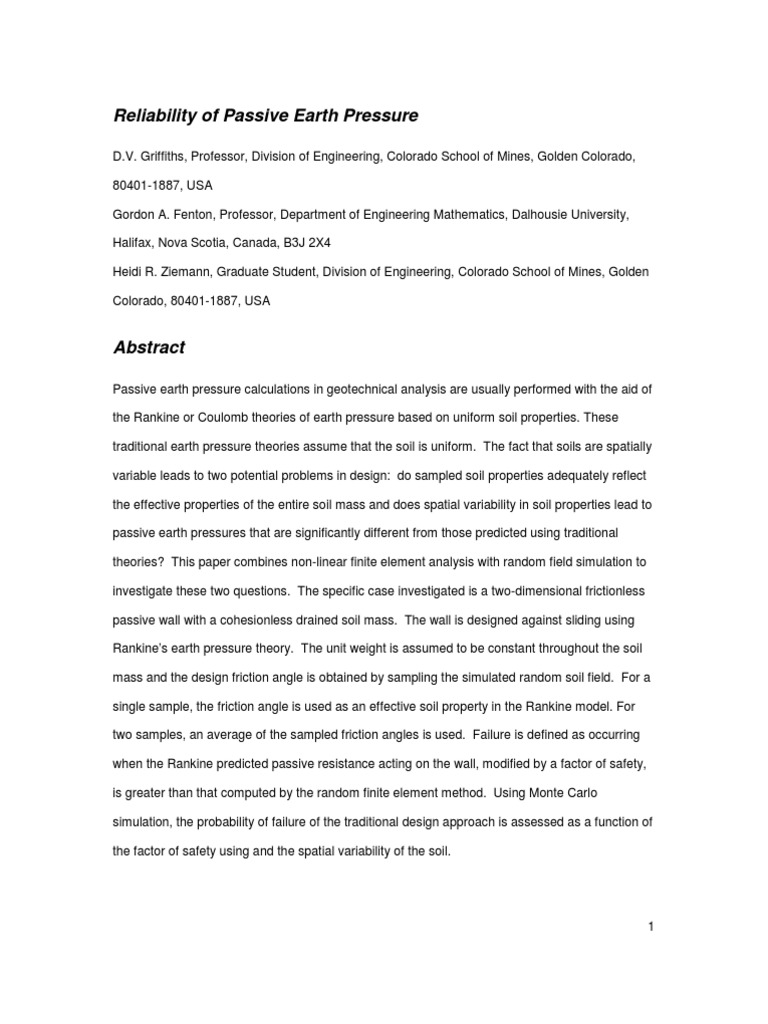 Passive Earth Pressure | PDF | Geotechnical Engineering | Friction
