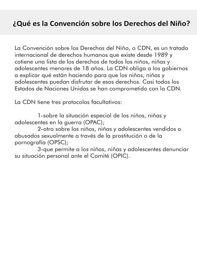 convención sobre los derechos del niño | PDF | Derechos de los niños ...