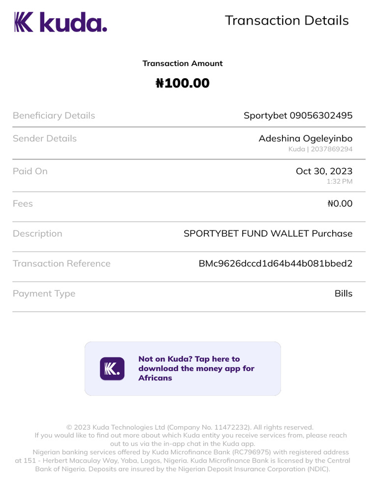 Transfer Receipt | PDF