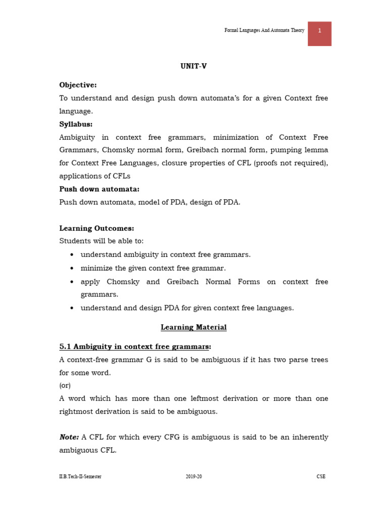 UNIT-V-FLAT-LM-CSE | PDF | Automata Theory | Linguistics UNIT-V-FLAT-LM-CSE | PDF | Automata Theory | Linguistics