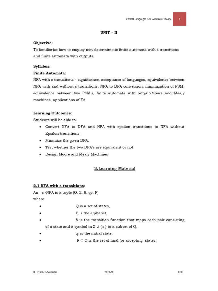 Unit Ii Flat LM Cse | PDF | Formal Methods | Models Of Computation