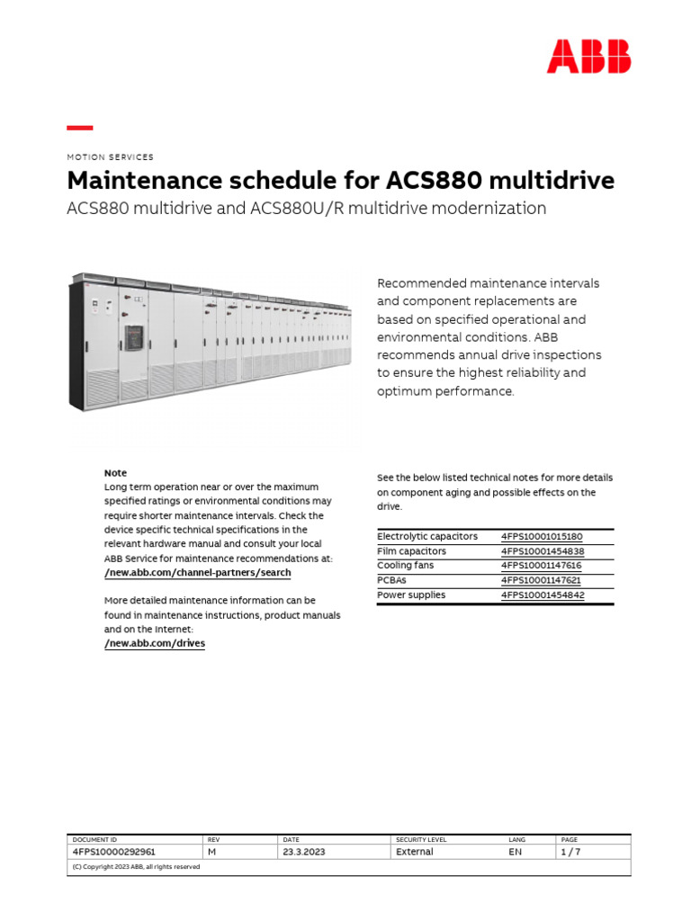Maintenance Schedule ACS880 Multidrive Revm | PDF | Capacitor | Power ...