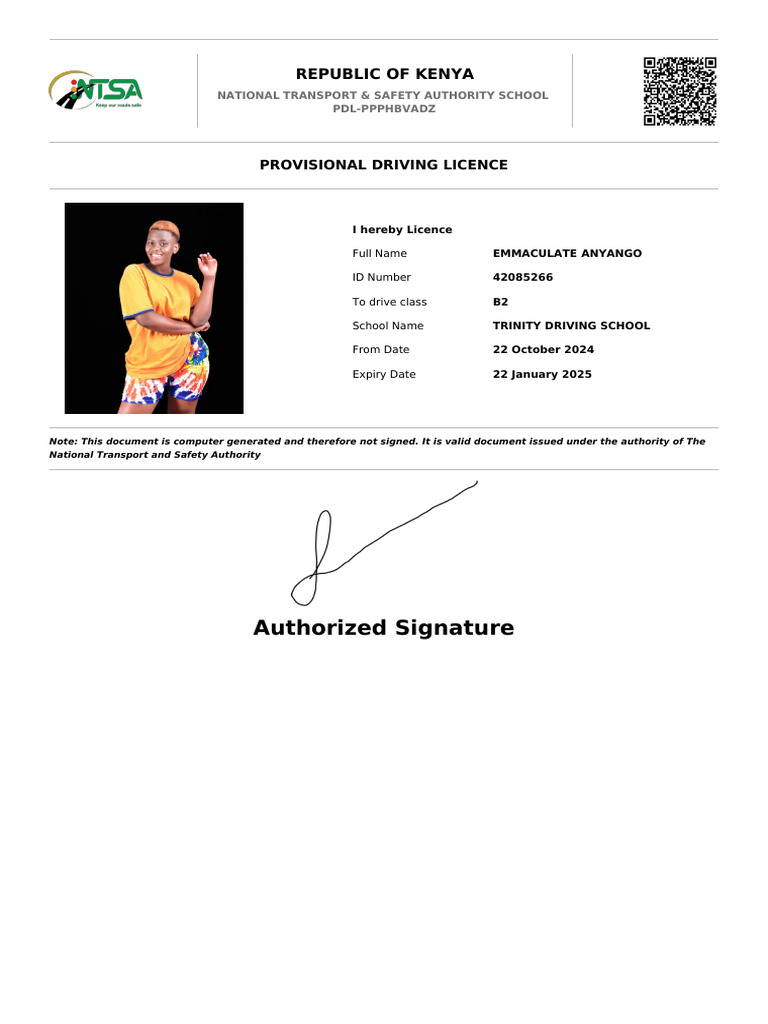 PDL-PPPHBVADZ-Provisional Driving License | PDF