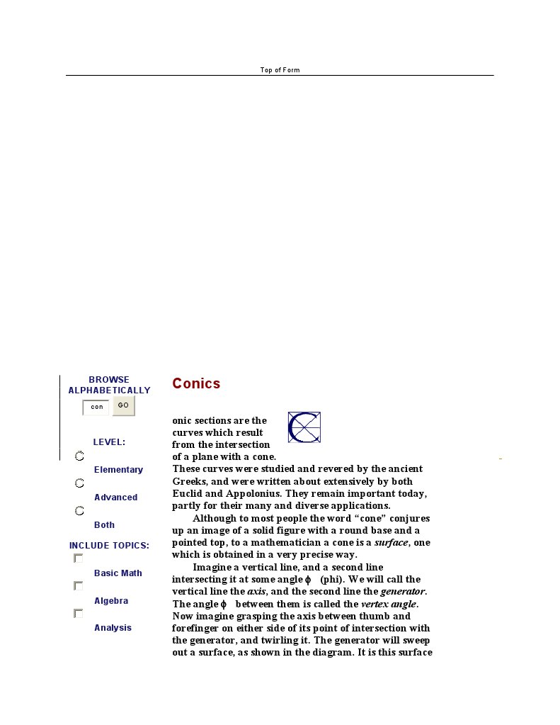 Conics: Top of Form | PDF | Ellipse | Algebraic Geometry