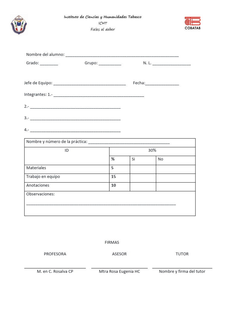 Formato de Lista de Cotejo Lab. y de Reporte Practica | PDF