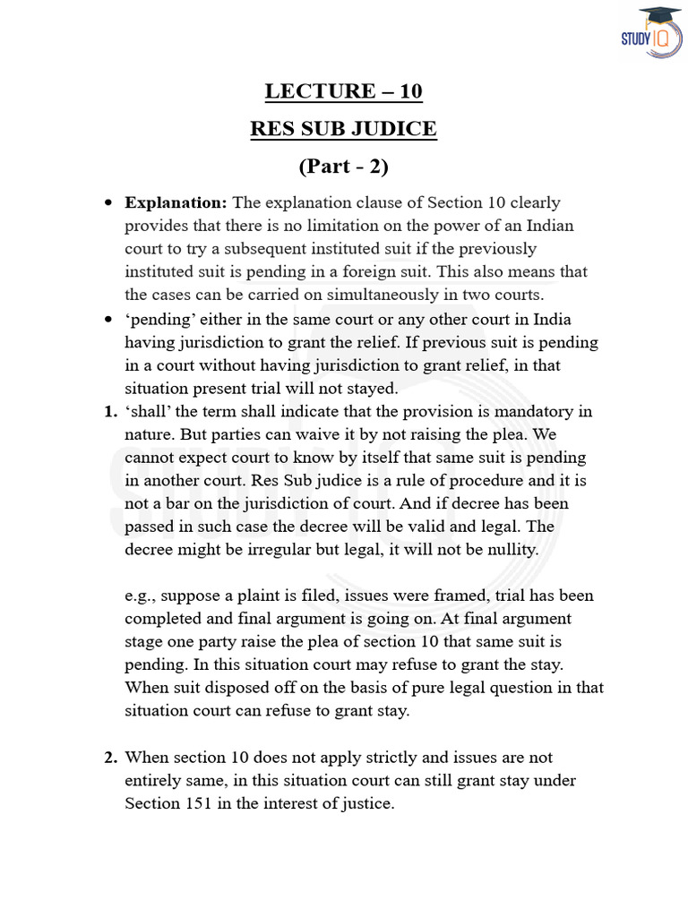 Lecture 10 Res Sub Judice Part 2 - 1682674220 | PDF | Lawsuit ...