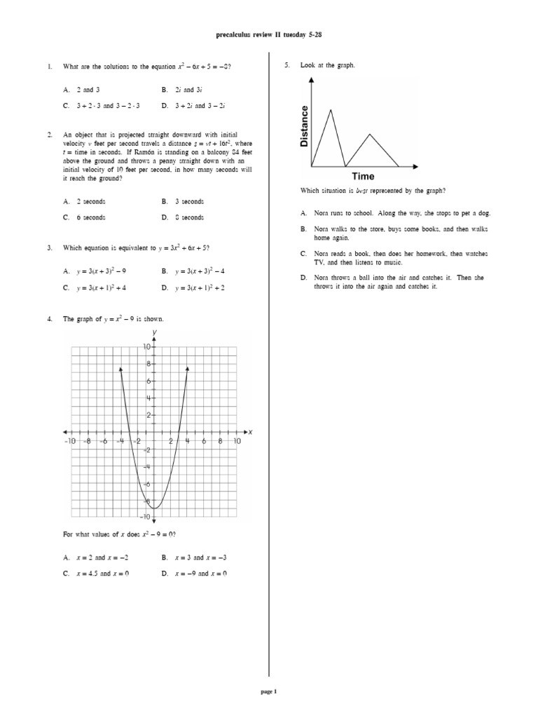 Pre Calculus Review II 5-28 | PDF | Ellipse | Elementary Mathematics