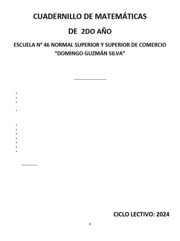 Dgs 2024 Cuadernillo 2do Matematica | PDF | Números | Decimal