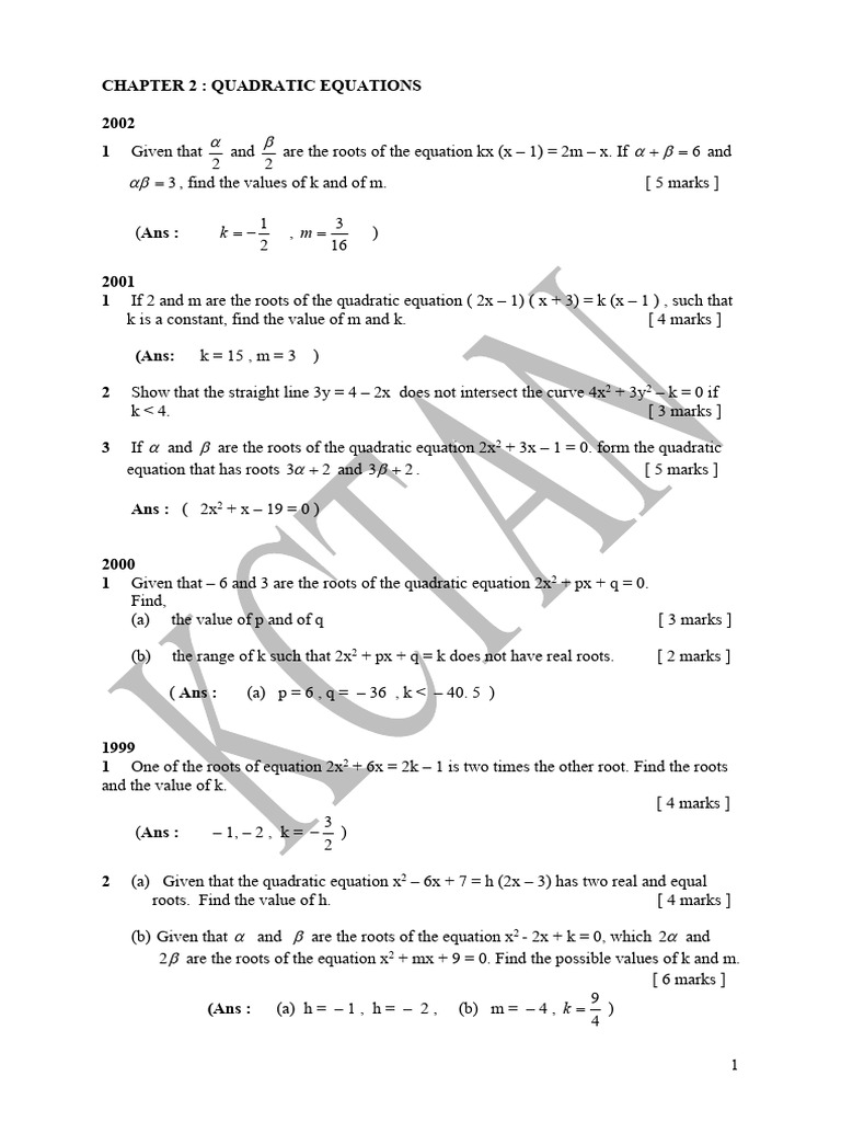 Chapter 2 - Quadratic Equations | PDF | Mathematical Objects | Mathematics