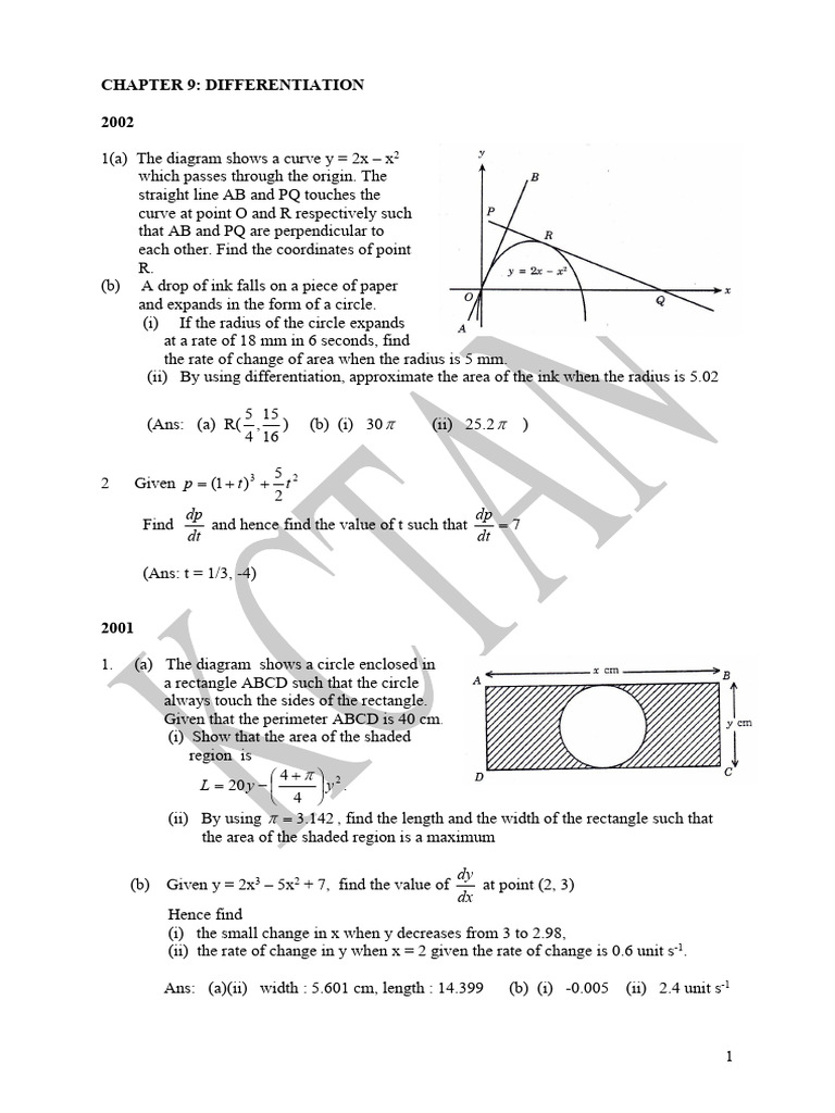 Chapter 9 - Differentiation 1 | PDF | Area | Circle
