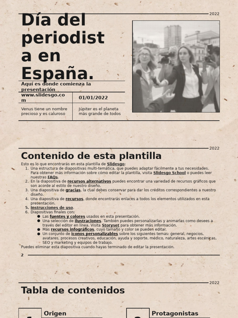 Spanish Journalists' Day by Slidesgo | PDF | Planetas | Saturno