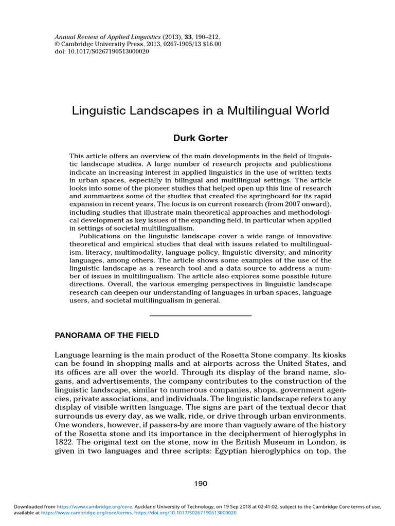 Linguistic Landscapes in A Multilingual World | PDF | Linguistics ...