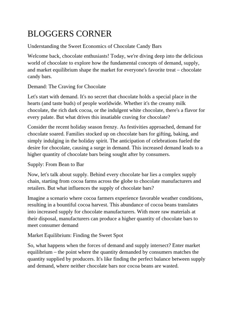 Bloggers Corner | PDF | Chocolate | Economic Equilibrium