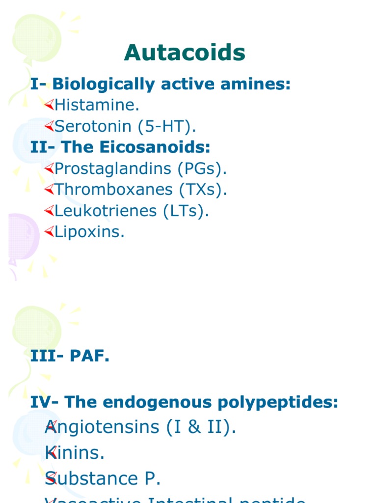 Autacoids | Drugs | Medical Specialties