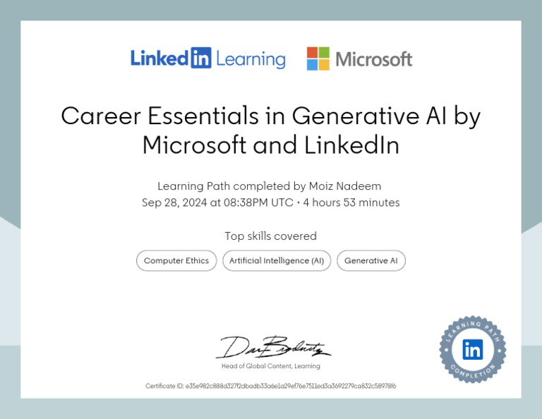 LinkedIn Learning Certificate | PDF