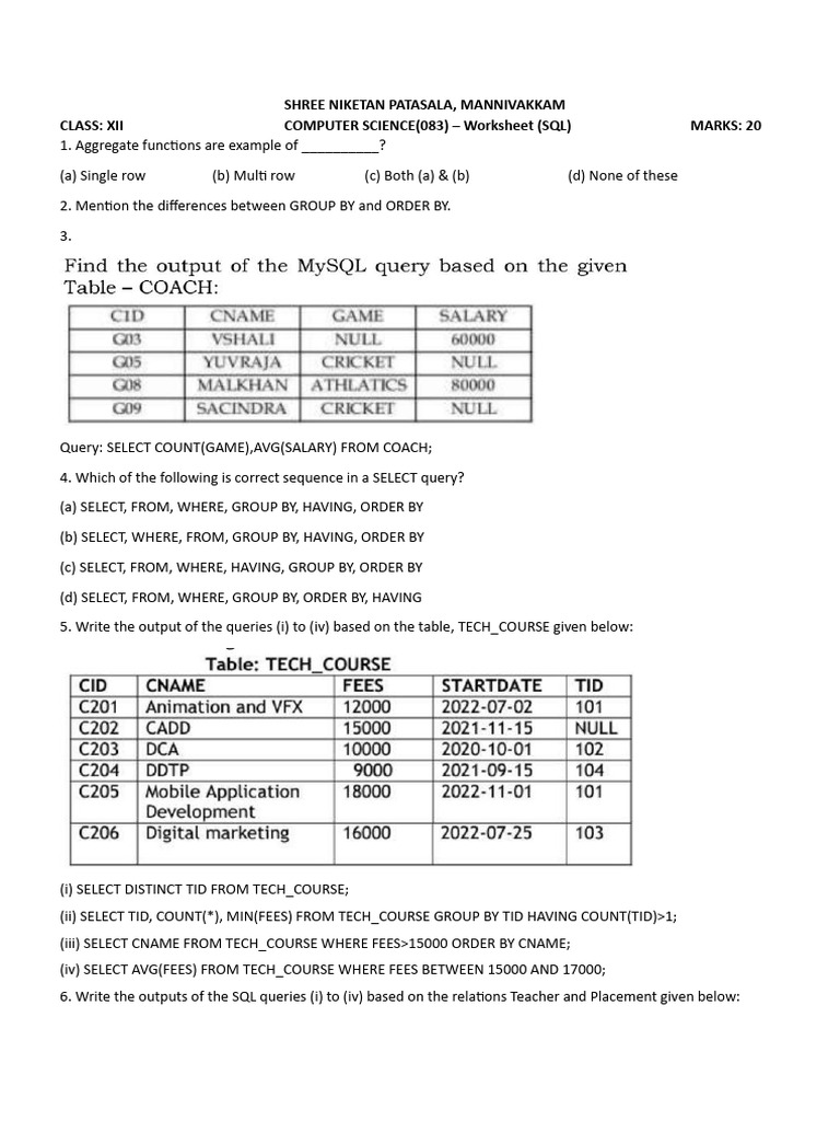 Class 12 Cs Worksheet (18.10.24) | PDF