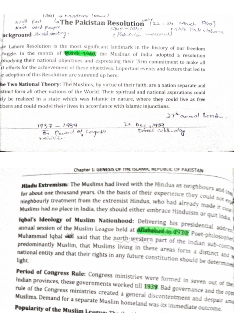 Analysis, Introduction & Importance of Lahore Resolution | PDF