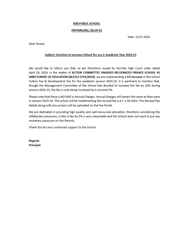 7013 638564800014553410 Fee Hike Notice | PDF