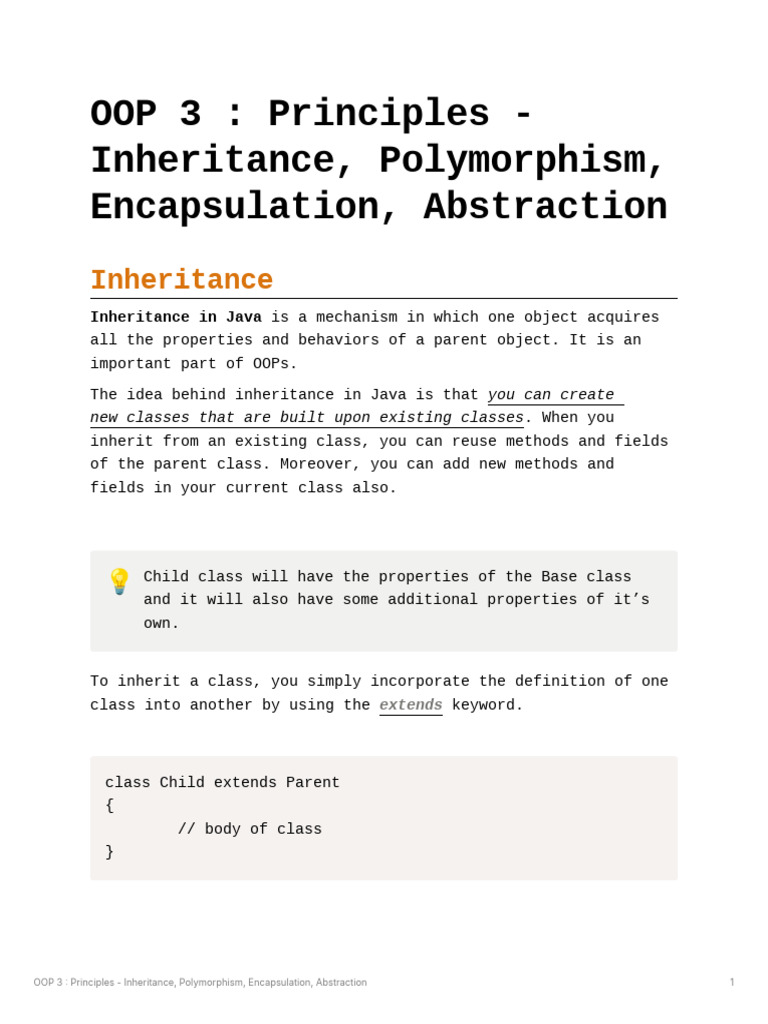 OOP 3 Principles - Inheritance Polymorphism Encapsulation Abstraction ... OOP 3 Principles - Inheritance Polymorphism Encapsulation Abstraction ...