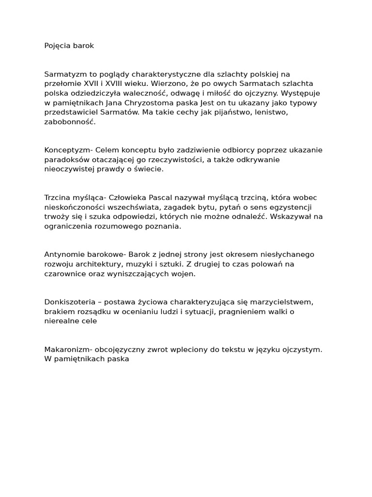Pojecia Barok | PDF