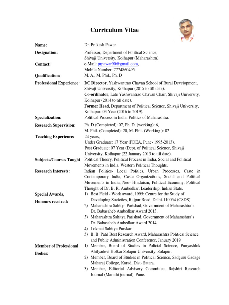 Dr. Prakash Pawar New CV | PDF