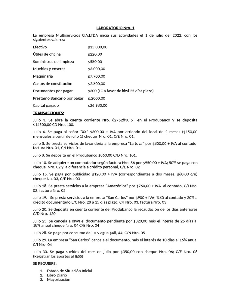 Ejercicio Contable | PDF