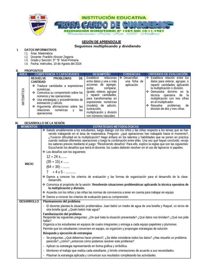 Multiplicacion y Division de Numeros Decimales | PDF | Multiplicación ...