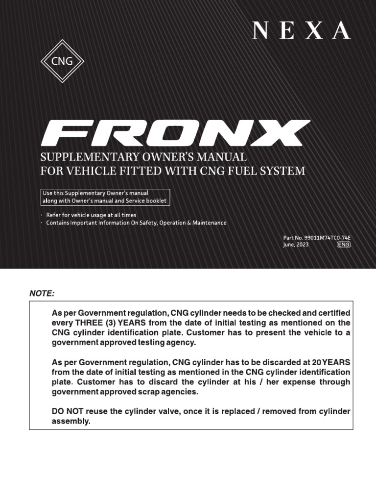 Fronx CNG Supplementary Manual 99011M74TC0 74E PDF | PDF | Throttle ...