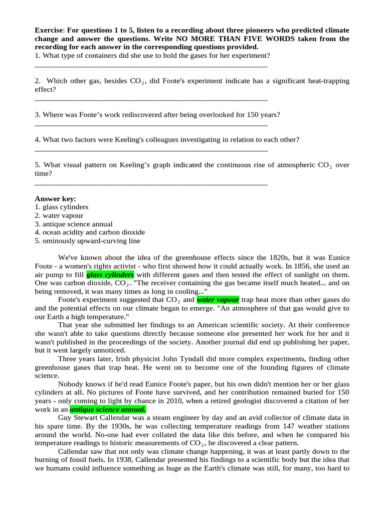 Exercise + Answer + Script + Source | PDF | Greenhouse Effect | Carbon ...