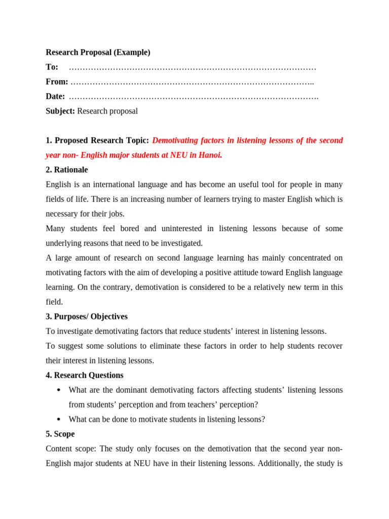 Research Proposal Sample | PDF | Methodology | Second Language