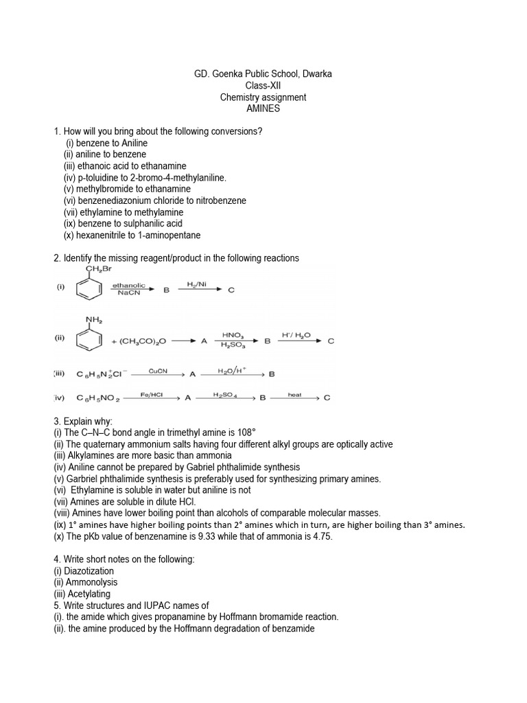Assignment On Amines 2 | PDF