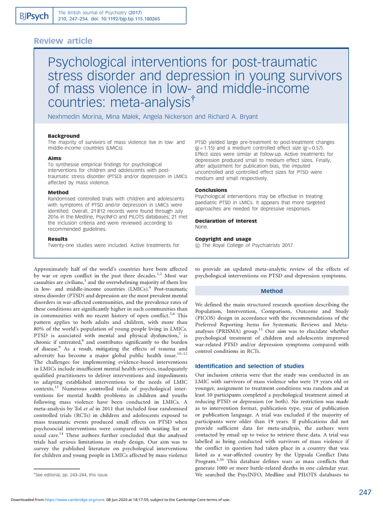 2017 Morina Et Al Psychological Interventions For PTSD and Depression ...