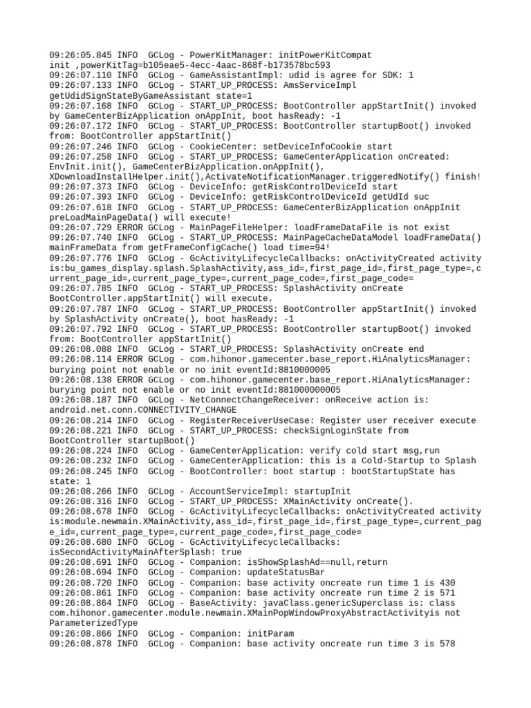 GameCenter Startup Process Log Analysis | PDF | Computing | Software