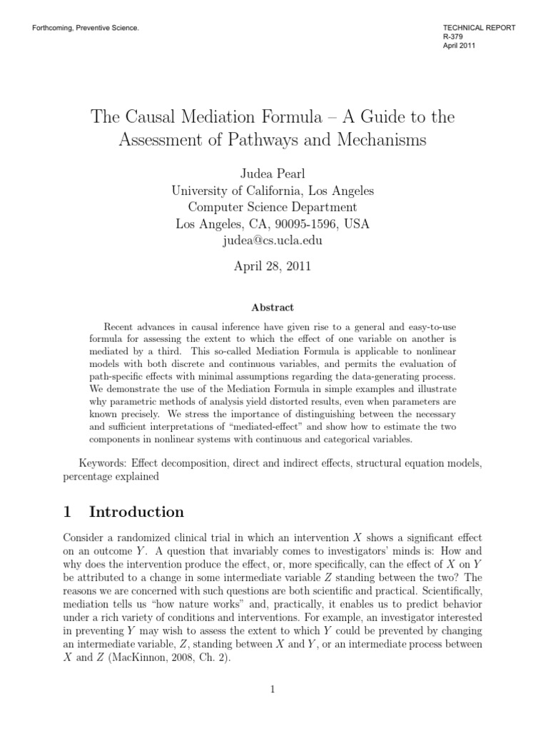 The Causal Mediation Formula - Pearl 2011 - R379-Corrected | PDF ...