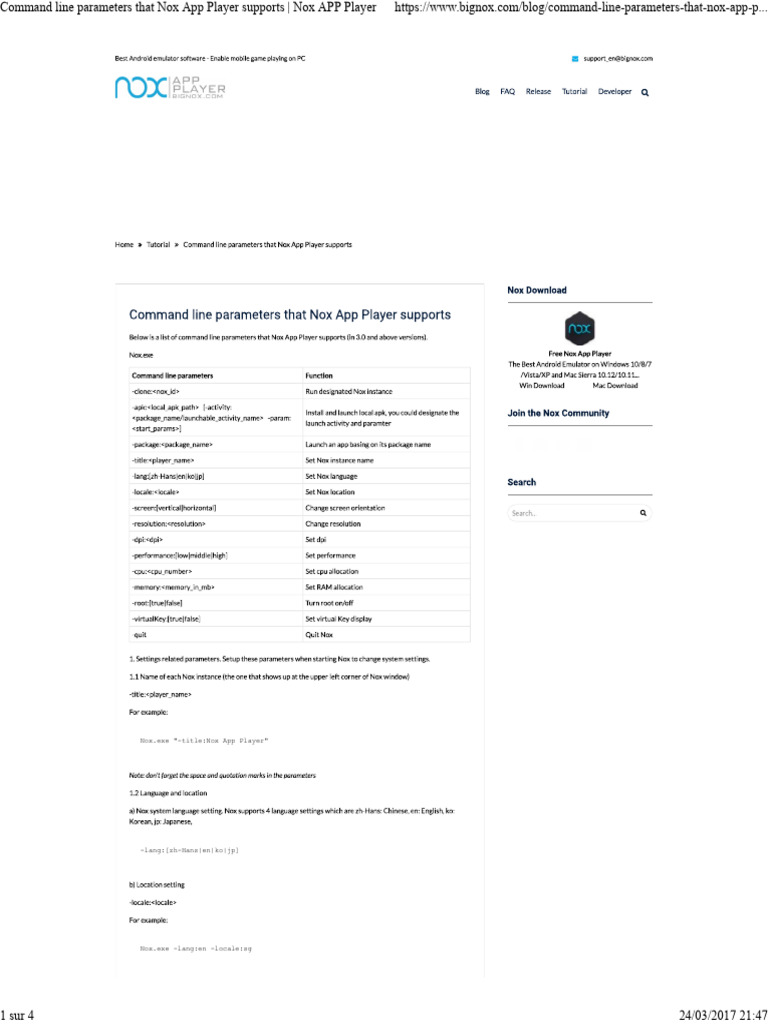 Command Line Parameters That Nox App Player Supports | PDF | Command Line Interface ...