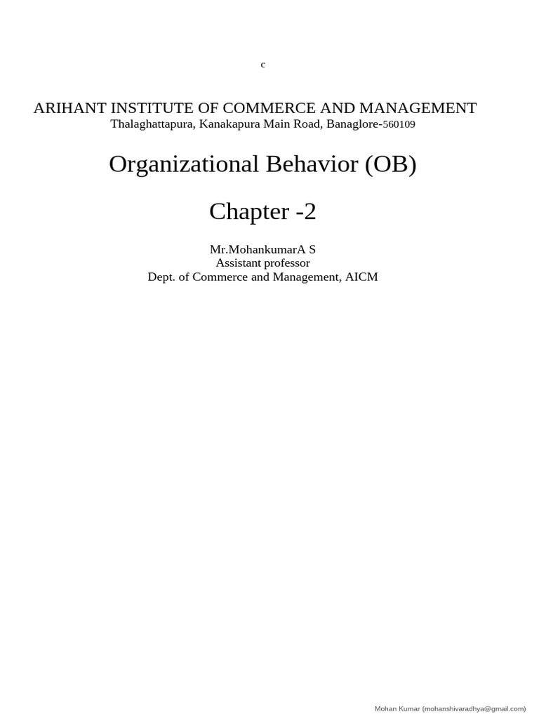 OB CHAPTER 2 | PDF | Attitude (Psychology) | Behavior