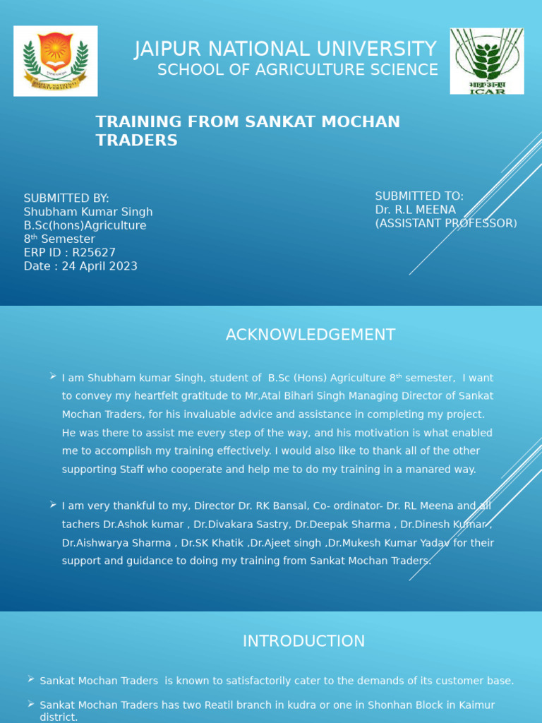 SHUBHAM KUMAR SINGH (Training) | PDF | Plant Nutrition | Urea