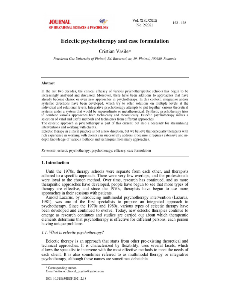 Eclectic Psychotherapy and Case Formulat | PDF | Psychotherapy ...